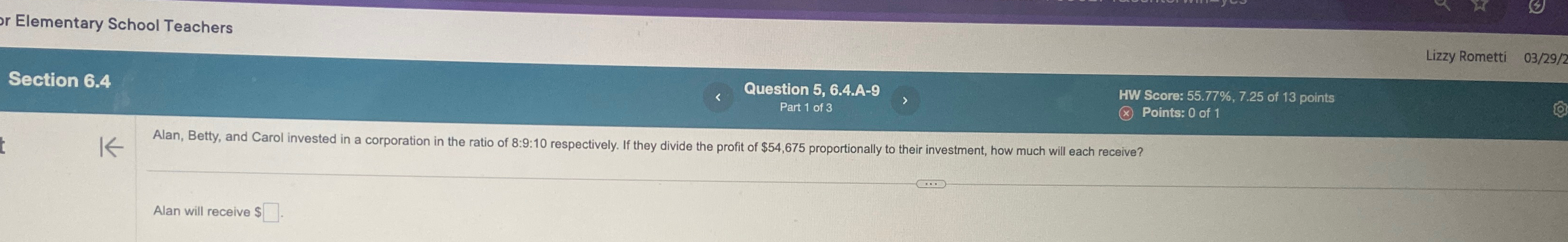 Solved Elementary School TeachersSection 6.4Question | Chegg.com