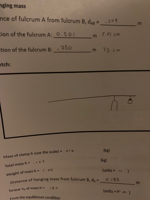 Solved Part A: Two hanging masses Mass of clamp 1 (use the | Chegg.com