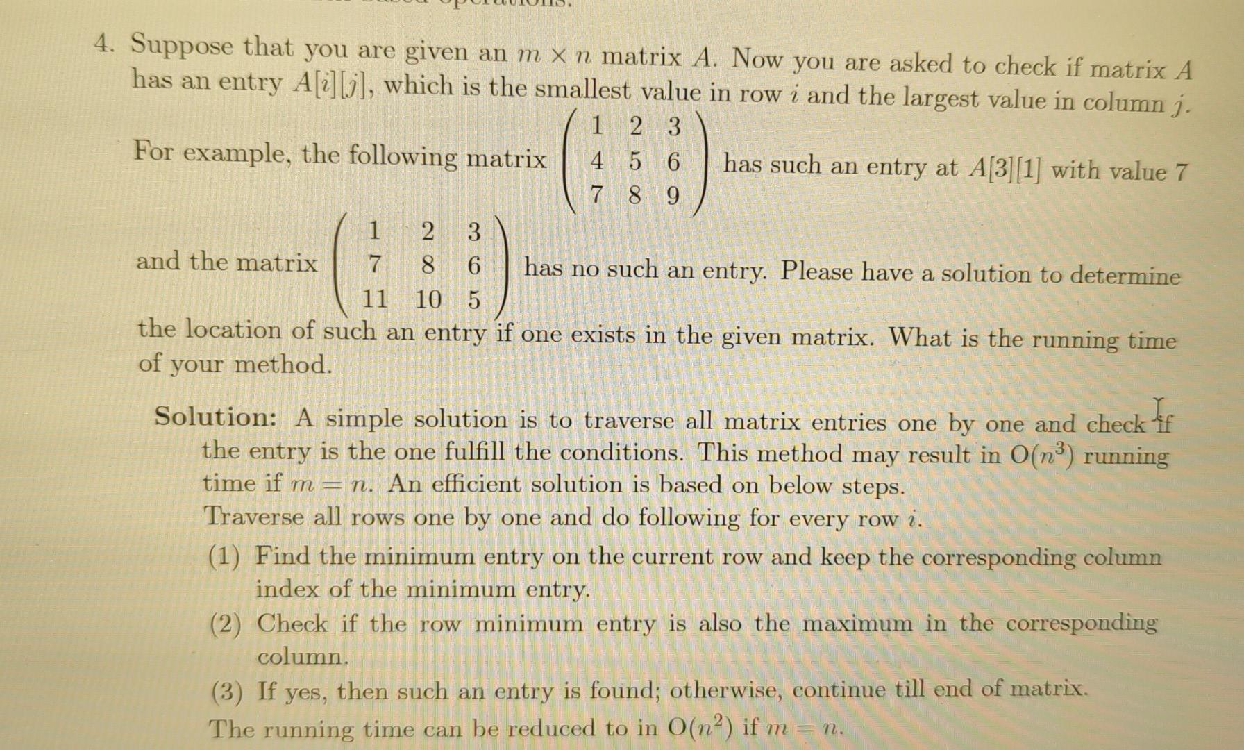 Solved 4. Suppose that you are given an m x n matrix A. Now | Chegg.com