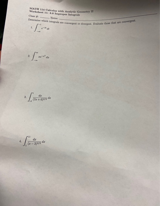 Solved MATH 114 Calculus with Analytic Geometry Worksheet | Chegg.com