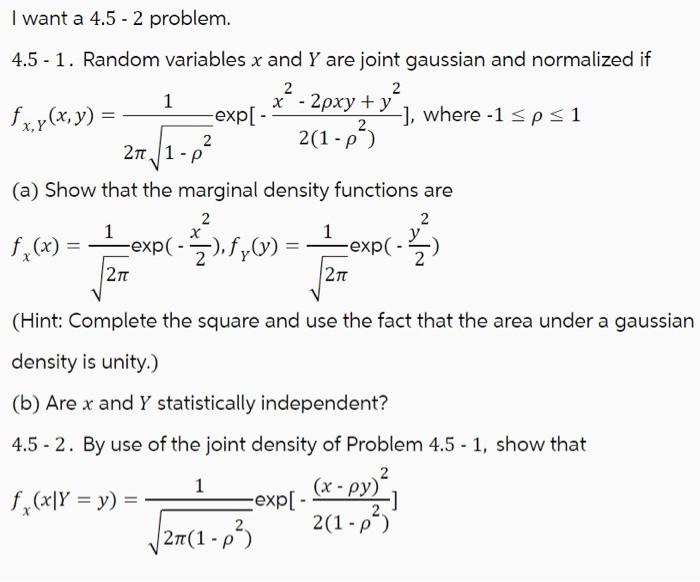 Solved I want a 4.5 - 2 problem. 4.5 - 1. Random variables x | Chegg.com