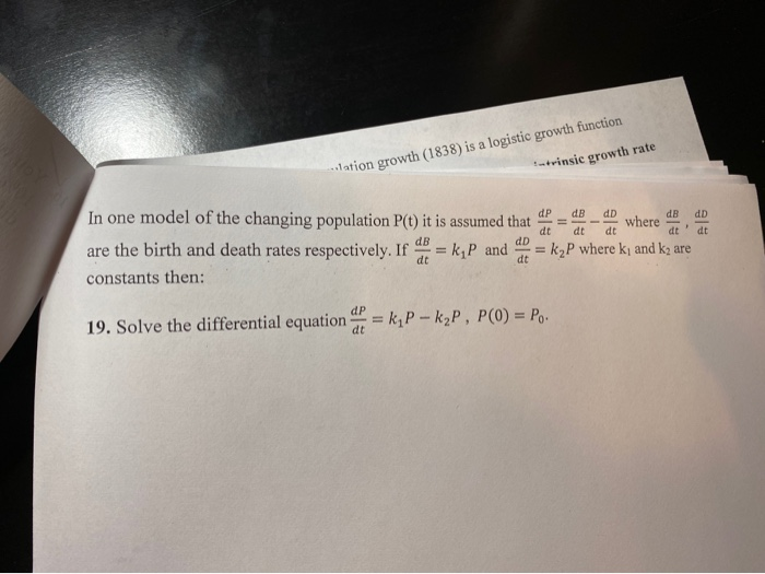 Solved 10. The Verhulst model for human population growth | Chegg.com