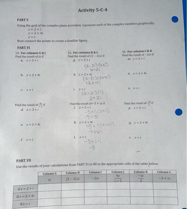 Solved Activity 5-C-4 PARTV Using the grid of the complex | Chegg.com