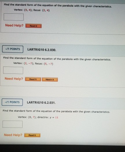 Solved Find the standard form of the equation of the | Chegg.com