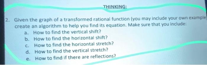2. Given the graph of a transformed rational function | Chegg.com