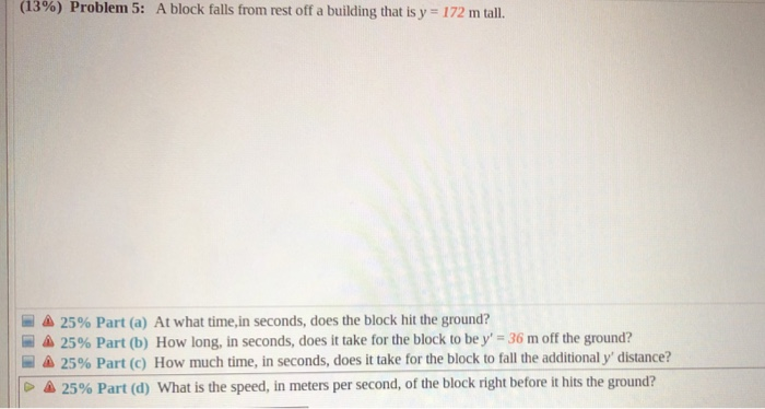 Solved (13%) Problem 5: A block falls from rest off a | Chegg.com
