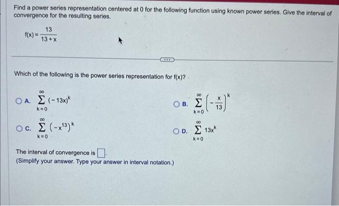 Solved Find a power series representation centered at 0 for | Chegg.com