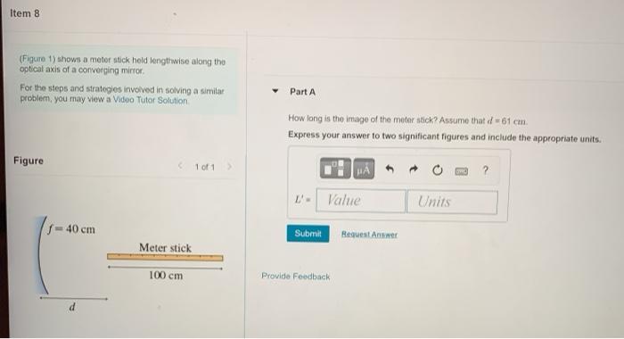 Solved Item 8 (Figure 1) shows a meter stick hold lengthwise | Chegg.com