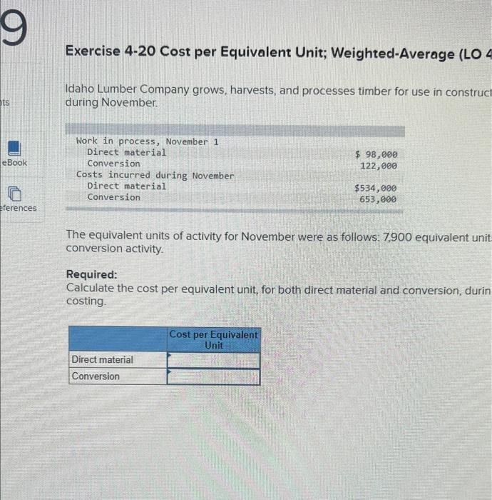 Solved Exercise 4-17 Equivalent Units; Weighted-Average (LO | Chegg.com