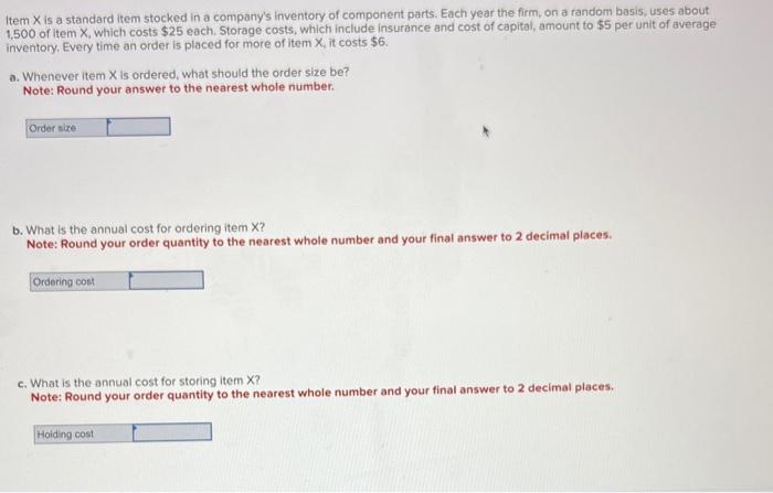Solved Item X is a standard item stocked in a company's | Chegg.com
