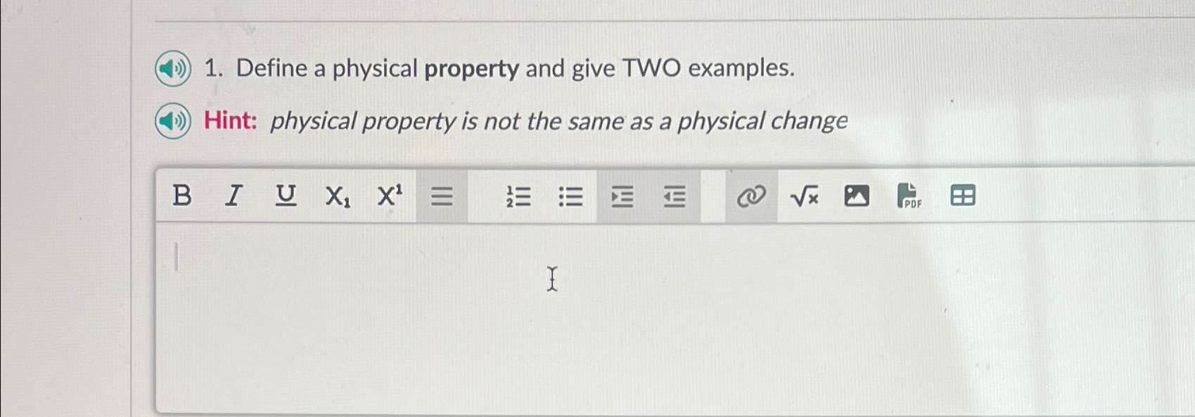Solved Define a physical property and give TWO | Chegg.com
