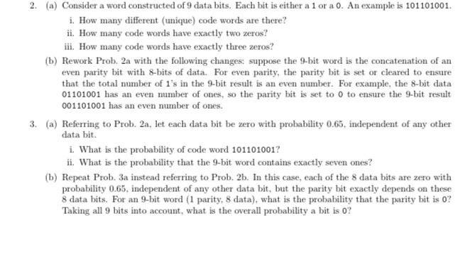 Solved 2. (a) Consider a word constructed of 9 data bits. | Chegg.com