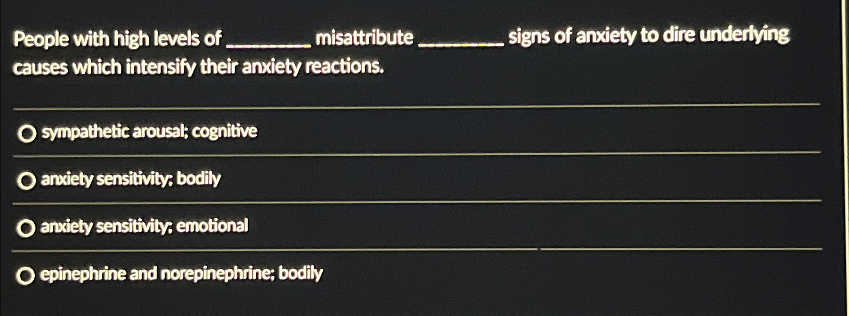 Solved People with high levels of misattribute signs of | Chegg.com