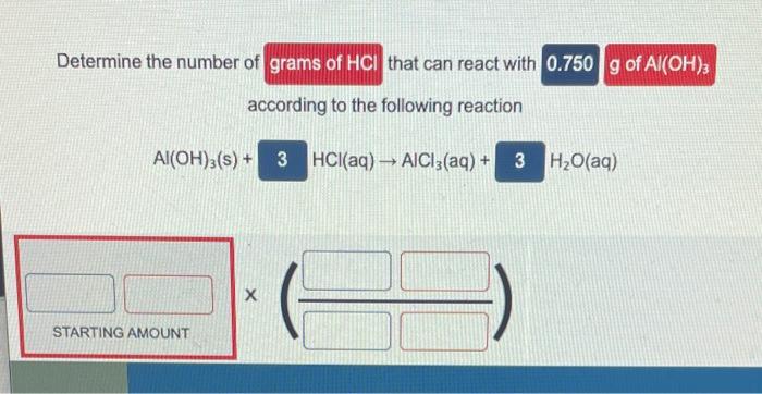 Solved Determine the number of grams of HCl that can react | Chegg.com