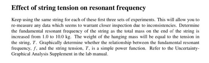 Solved Effect of string tension on resonant frequency Keep | Chegg.com