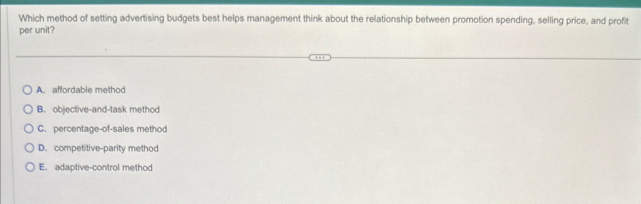 Solved Which method of setting advertising budgets best | Chegg.com