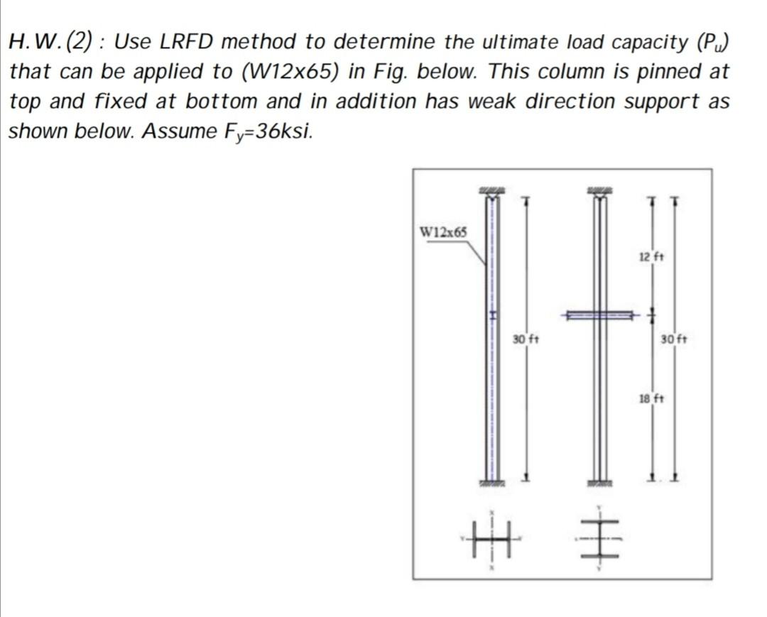 Solved H.W.(2): Use LRFD method to determine the ultimate | Chegg.com