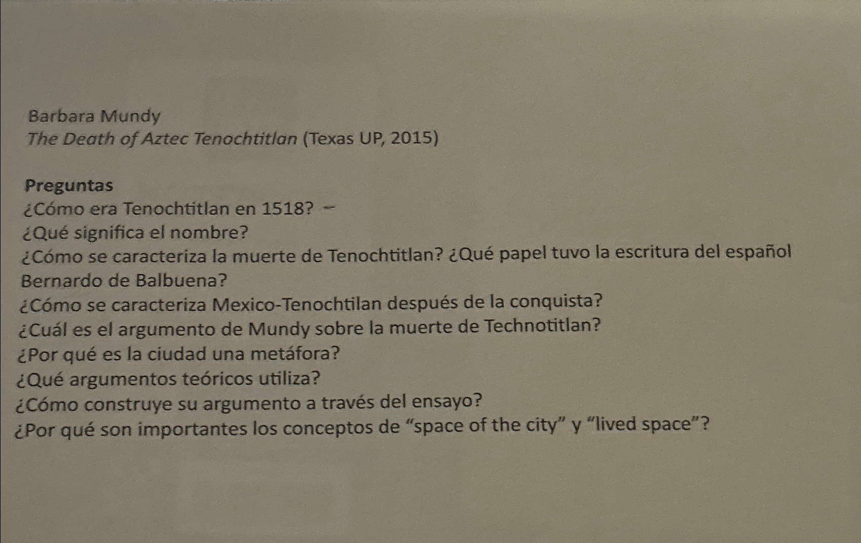 Solved Barbara MundyThe Death of Aztec Tenochtitlan (Texas | Chegg.com