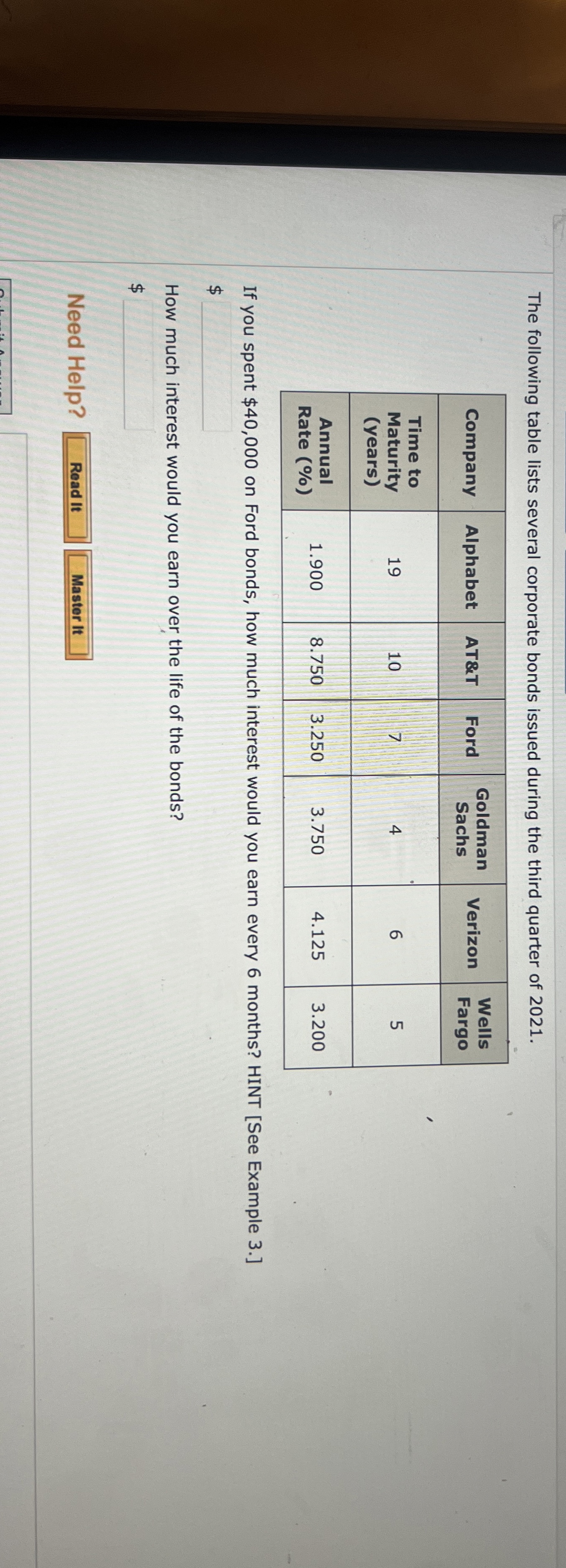 Solved The following table lists several corporate bonds | Chegg.com