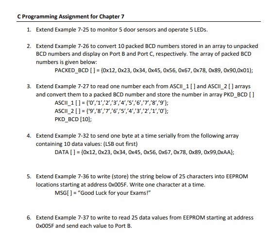 C Programming Assignment for Chapter 7 1. Extend | Chegg.com