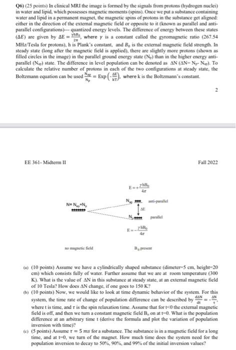 Solved Q6) (25 points) In clinical MRI the image is formed | Chegg.com
