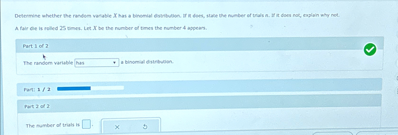 Solved Determine whether the random variable x ﻿has a | Chegg.com