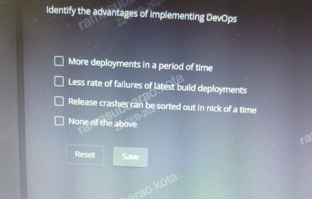 Solved Identify the advantages of implementing DevOpsMore | Chegg.com