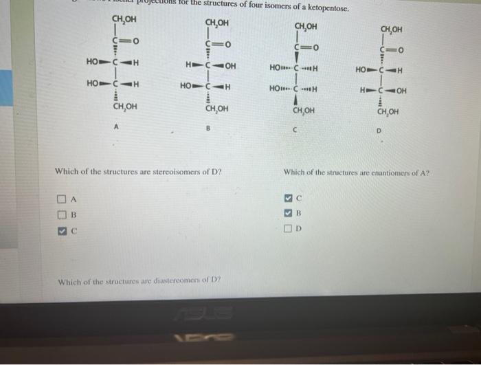 Solved for the structures of four isomers of a ketopentose. | Chegg.com