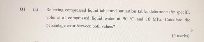 Solved Q1 (a) Referring compressed liquid table and | Chegg.com