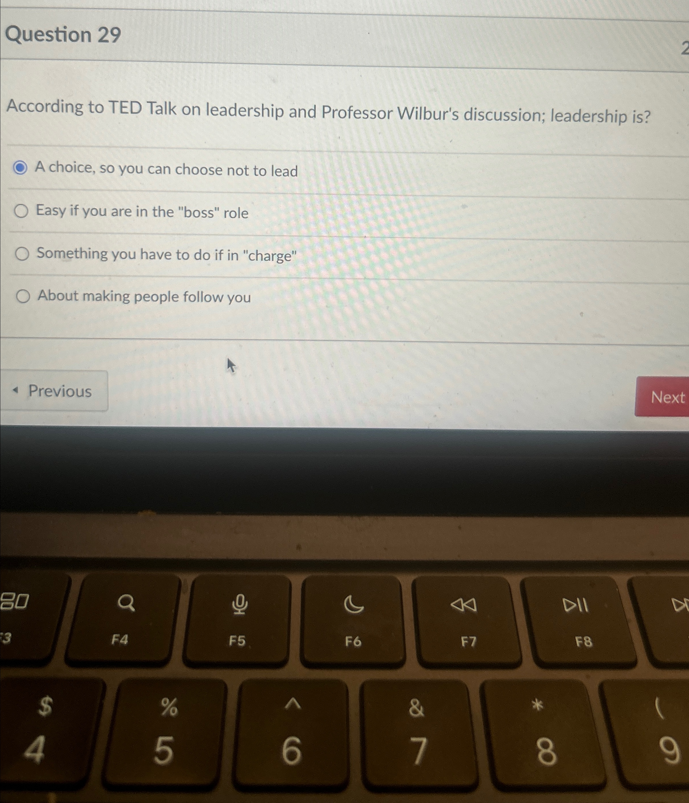 Solved Question 29According to TED Talk on leadership and | Chegg.com