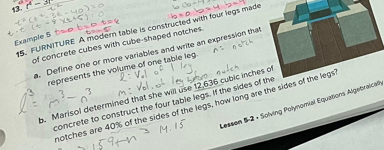 Solved 13. tA− t2(t2−3t−40)=0 tt(t+8)=8)=8t=8 15. FURNITURE | Chegg.com