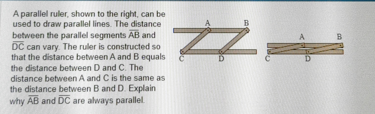 Solved A parallel ruler, shown to the right, can be used to | Chegg.com
