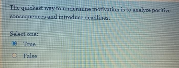 Solved The quickest way to undermine motivation is to | Chegg.com