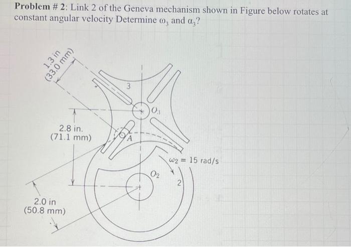 Solved Problem #2: Link 2 of the Geneva mechanism shown in | Chegg.com