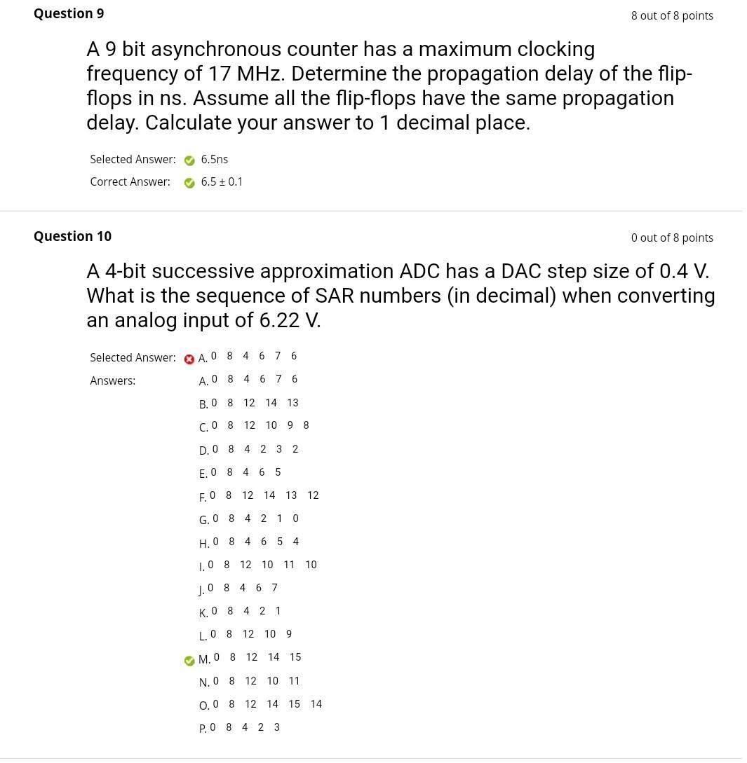 Solved 8 out of 8 points A 9 bit asynchronous counter has a | Chegg.com