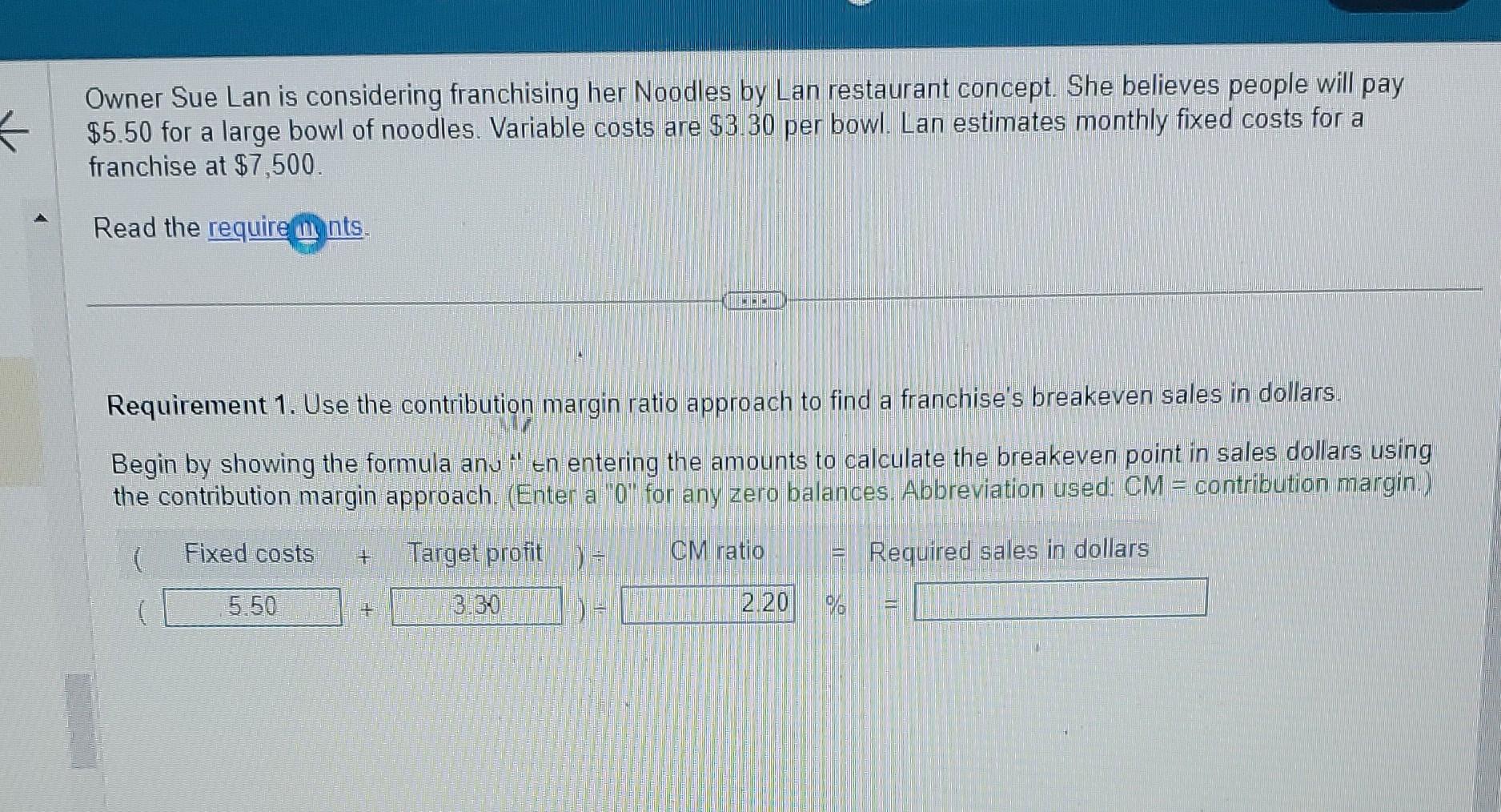 Solved Owner Sue Lan is considering franchising her Noodles | Chegg.com