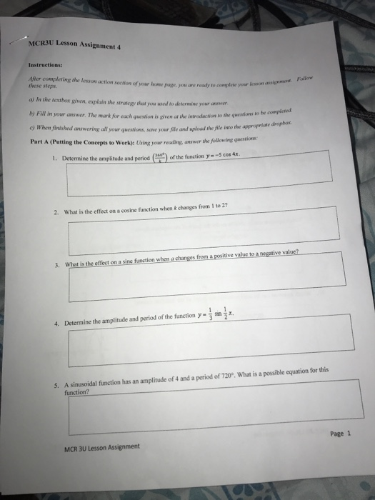 Solved MCR3U Lesson Assignment 4 Instructions: After | Chegg.com
