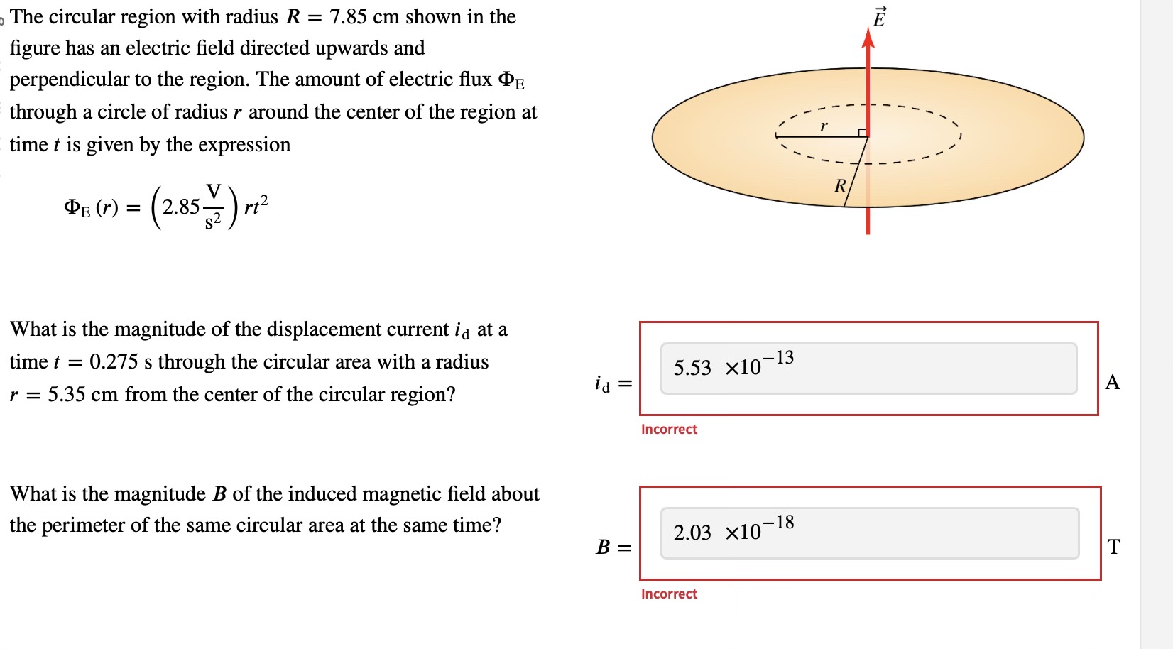 Solved The circular region with radius R=7.85cm ﻿shown in | Chegg.com