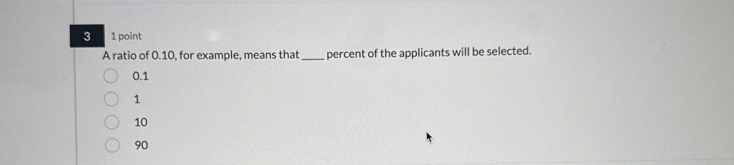 Solved 31 ﻿pointA ratio of 0.10 , ﻿for example, means | Chegg.com