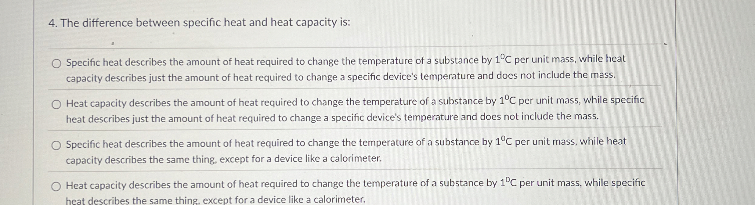 Solved The difference between specific heat and heat | Chegg.com