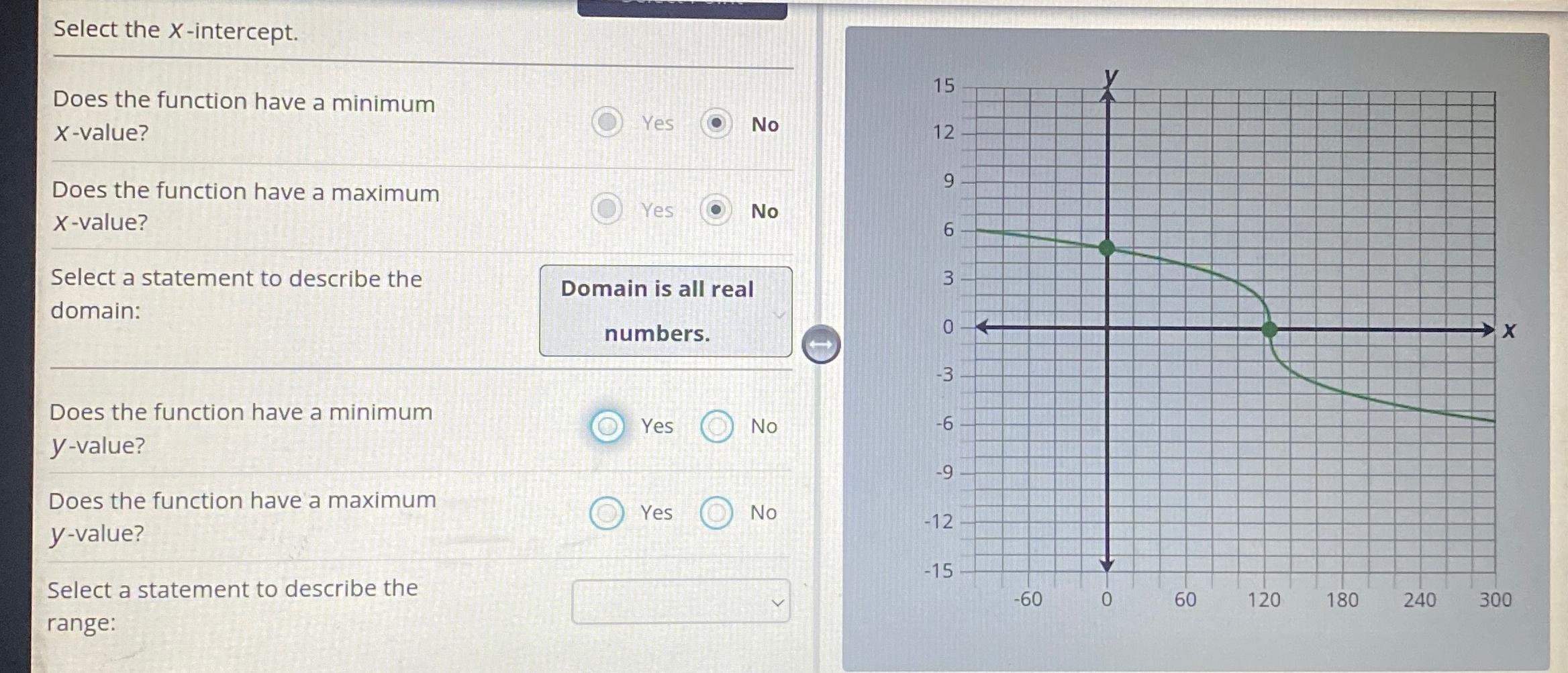 Solved Select the x-intercept.Does the function have a | Chegg.com