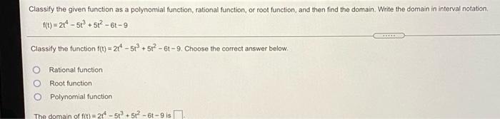 Solved Classify the given function as a polynomial function, | Chegg.com