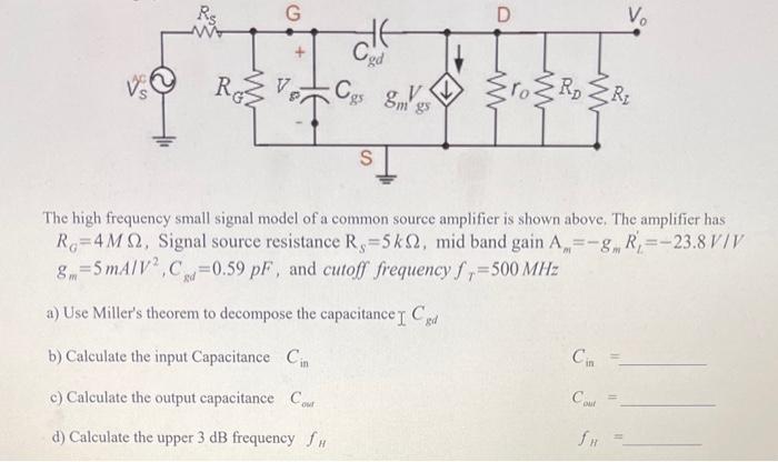 Solved The high frequency small signal model of a common | Chegg.com