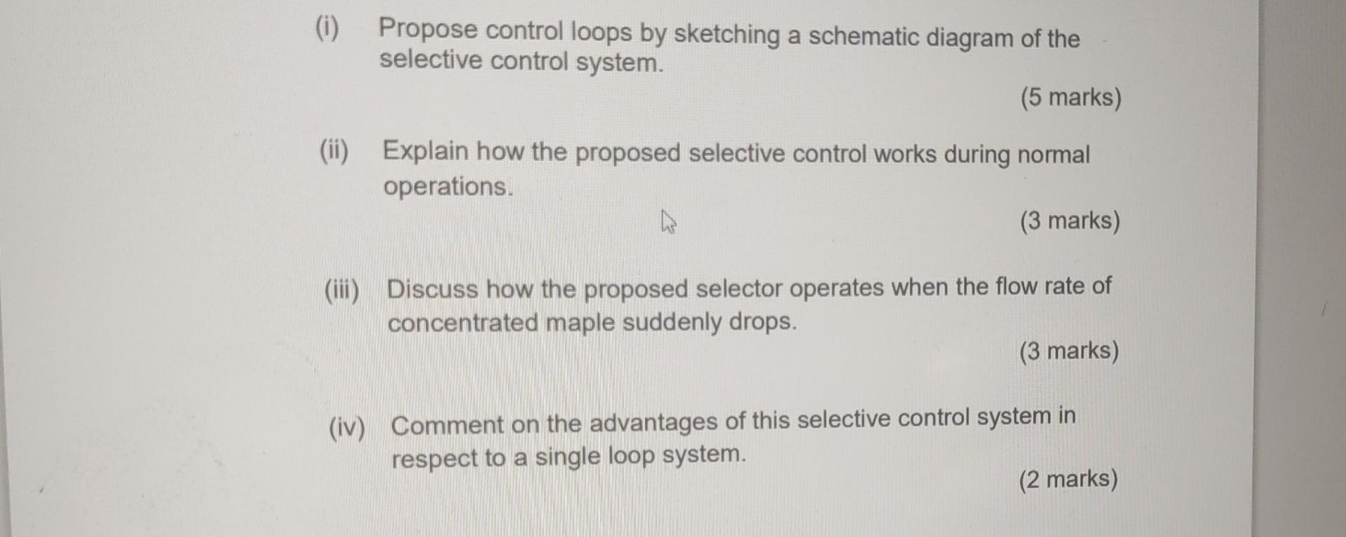 Solved (i) Propose control loops by sketching a schematic | Chegg.com