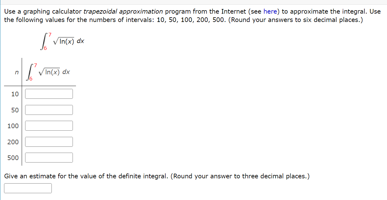 Solved Use a graphing calculator trapezoidal approximation | Chegg.com