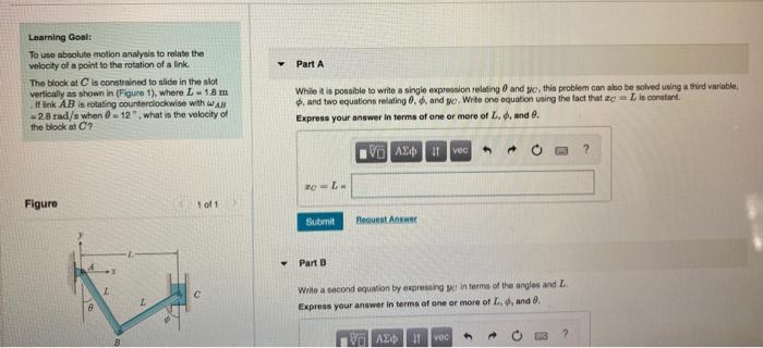 Solved Part A Learning Goal: To uso absolute motion analysis | Chegg.com