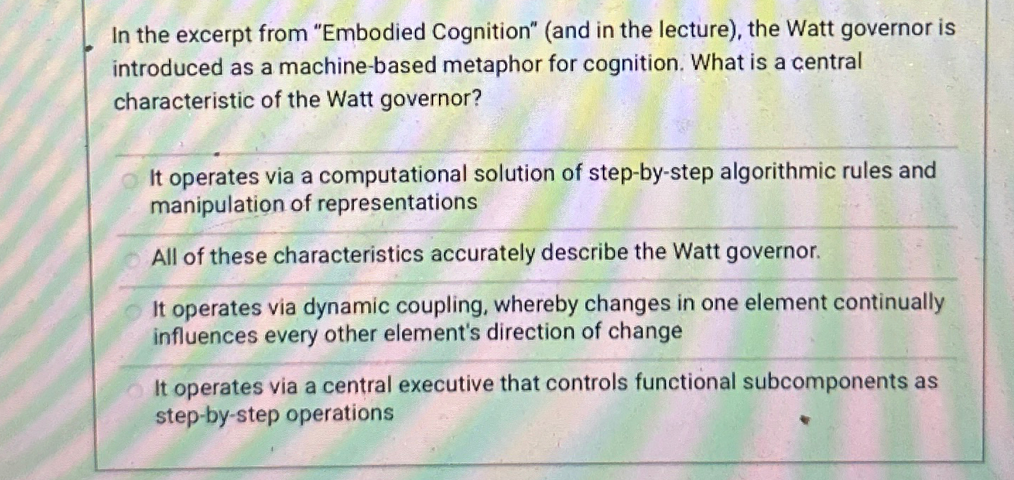 Solved In the excerpt from "Embodied Cognition" (and in the | Chegg.com