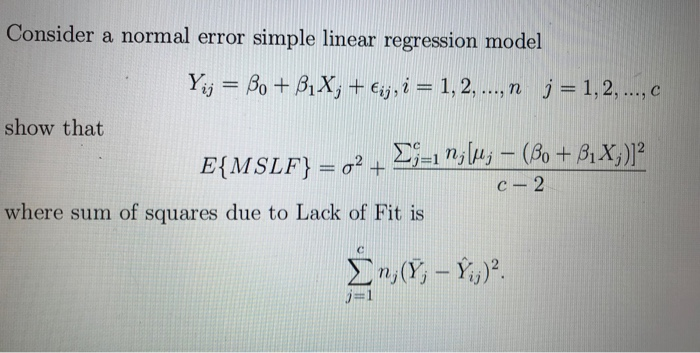 Consider a normal error simple linear regression | Chegg.com