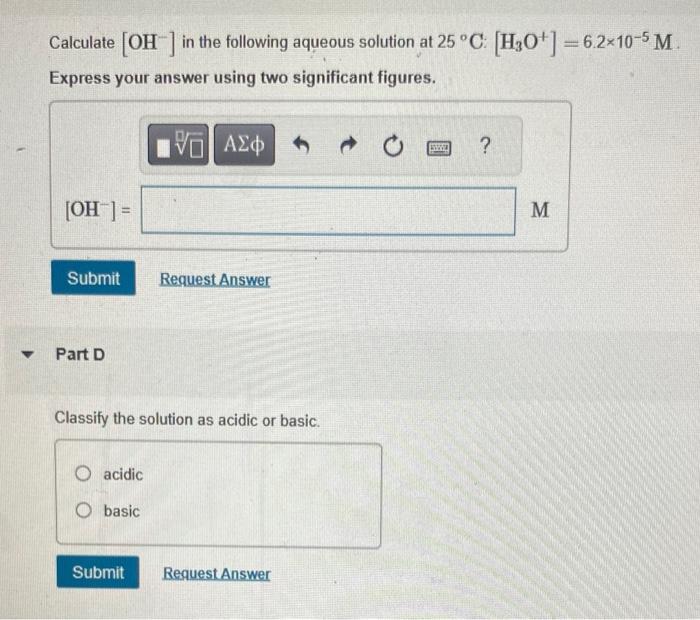 Solved Calculate [OH−]in the following aqueous solution at | Chegg.com