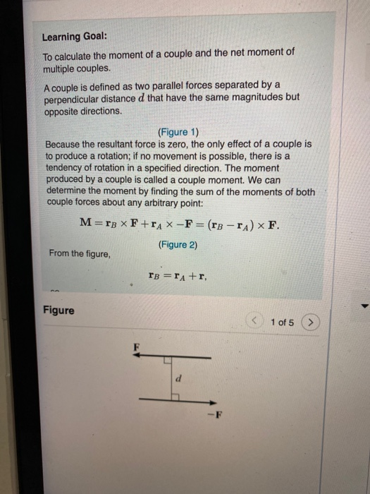 Solved Learning Goal: To calculate the moment of a couple | Chegg.com